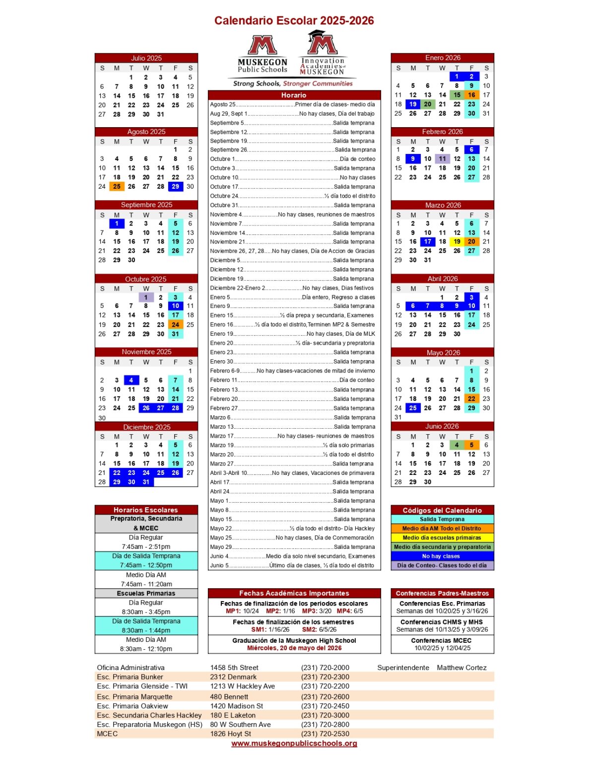 Muskegon Public Schools MI Calendar 25-26 Revised [pdf] - EduCounty