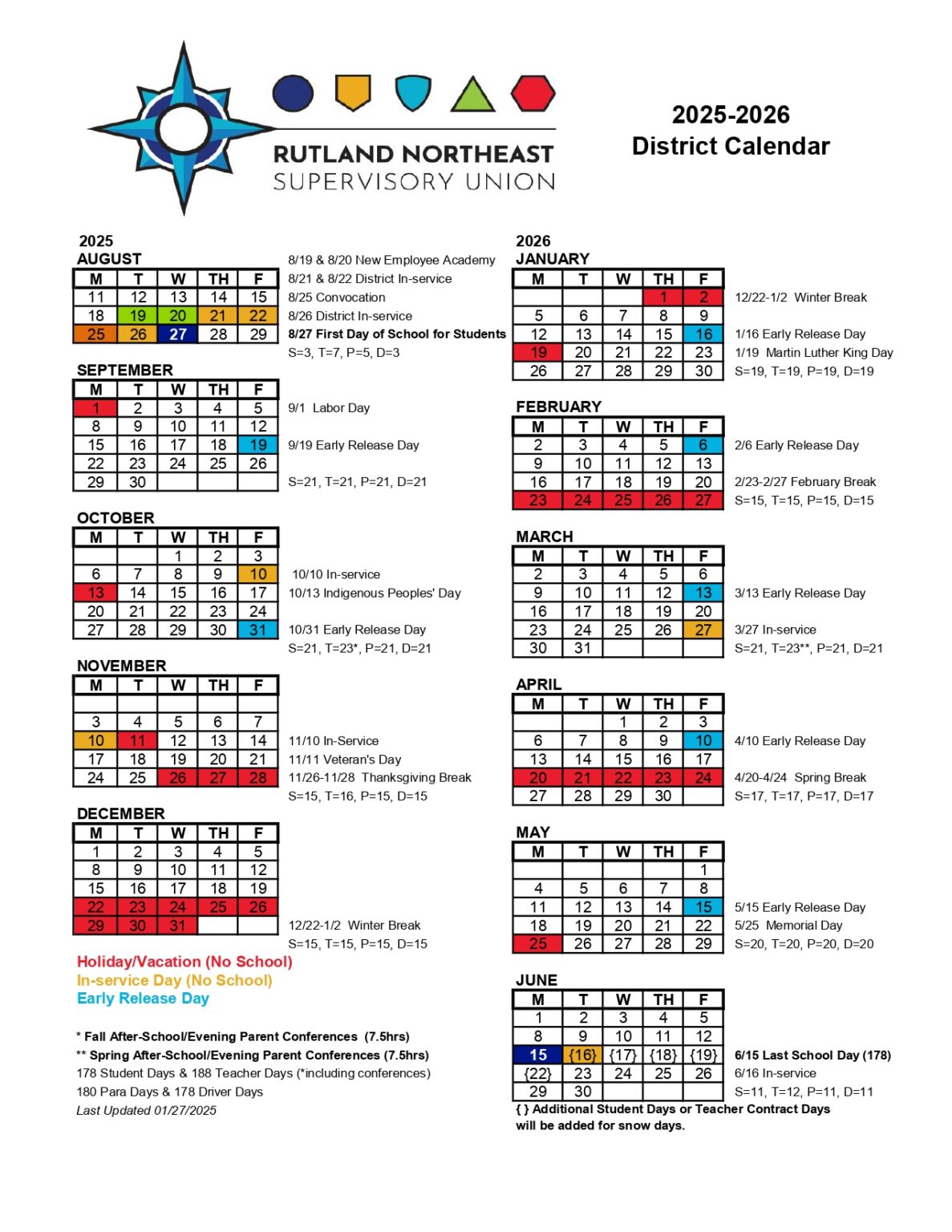 Rutland Northeast SU Calendar 25-26 Revised [pdf] - EduCounty