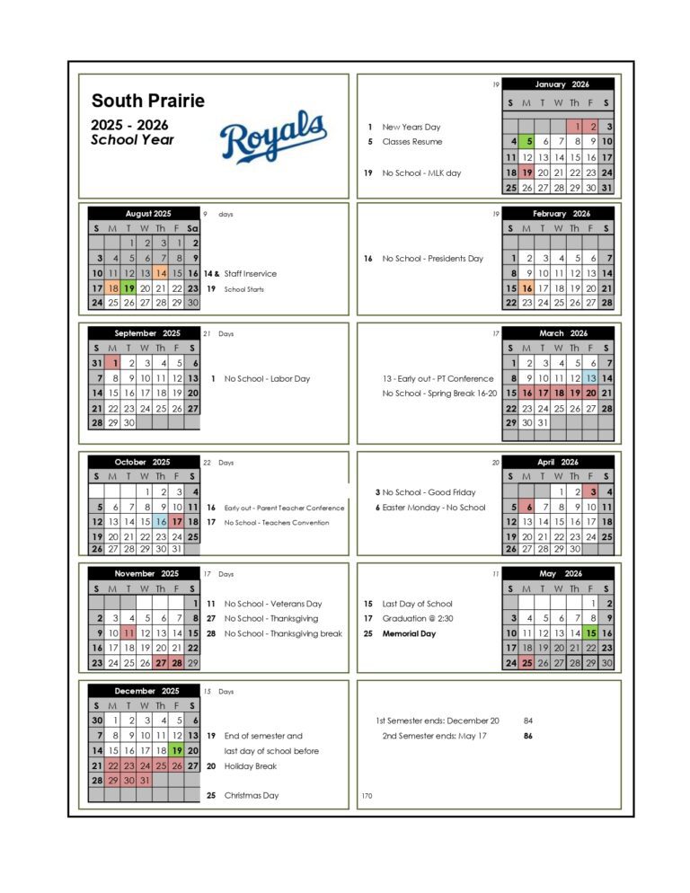 South Prairie School District ND Calendar 25-26 Revised [pdf] - EduCounty