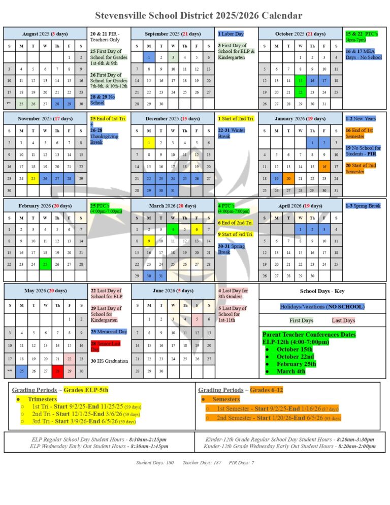 Stevensville Public Schools mt Calendar 25-26 Revised [pdf] - EduCounty