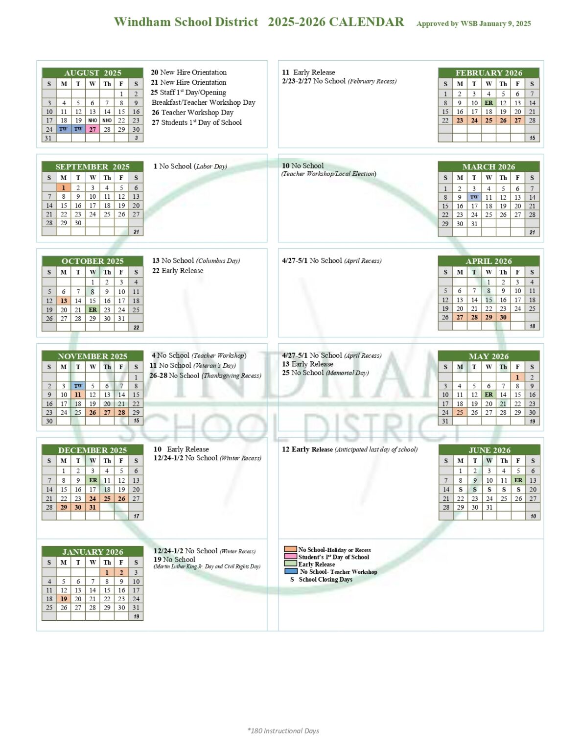Windham School District NH Calendar 25-26 Revised [pdf] - EduCounty