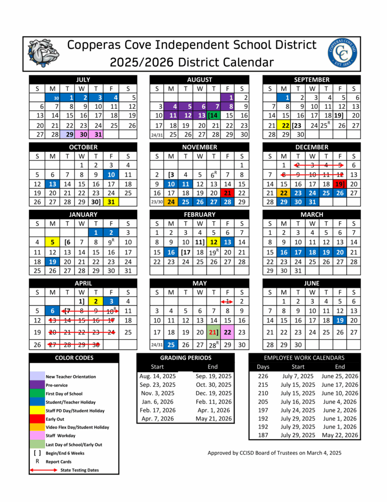 Copperas Cove Independent School District Calendar 25-26 Revised pdf ...