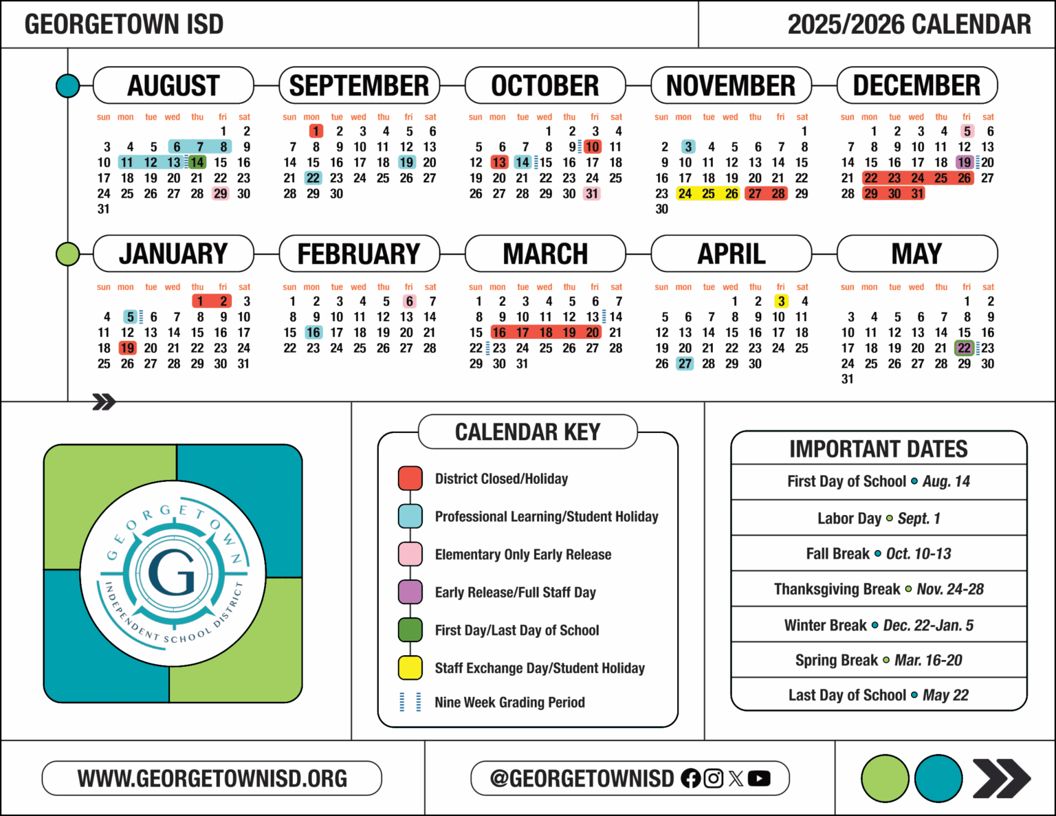 Georgetown ISD Calendar 25-26 Revised pdf - EduCounty