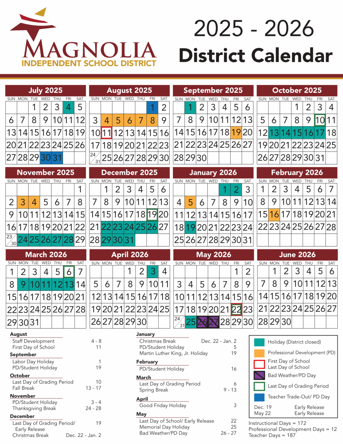 Magnolia ISD Calendar 25-26 Revised pdf - EduCounty