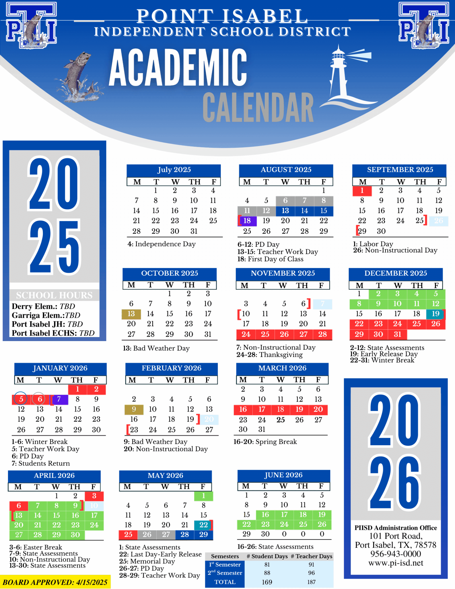 Point Isabel ISD Calendar 25-26 Revised pdf - EduCounty