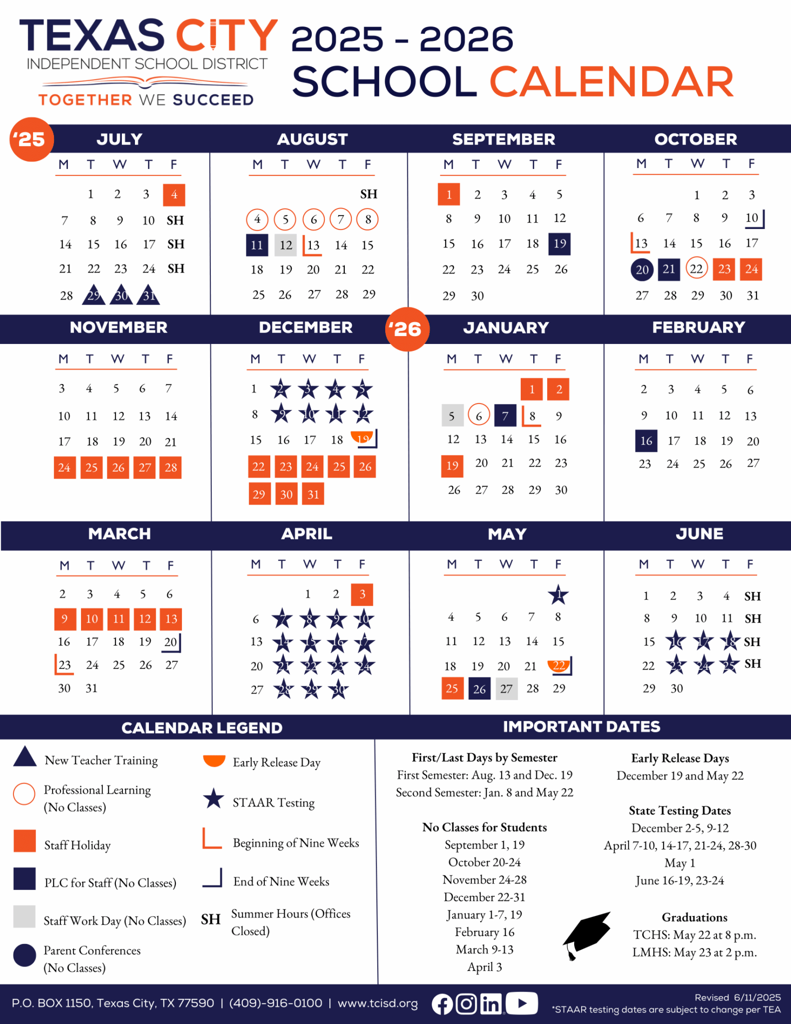 Texas City ISD Calendar 25-26 Revised pdf - EduCounty