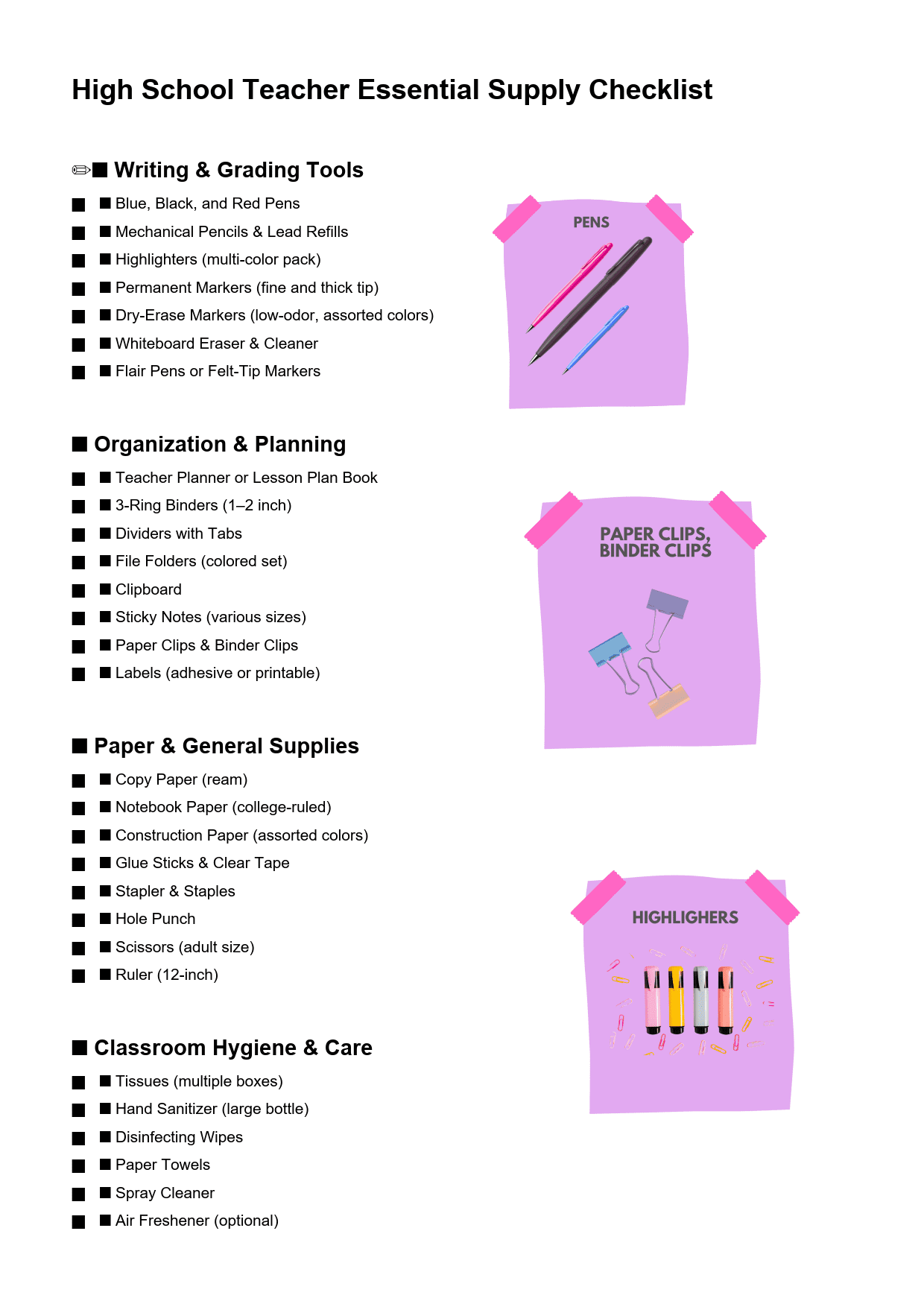 High School Supply List for Teachers - 24+ Must Have Classroom Supplies ...