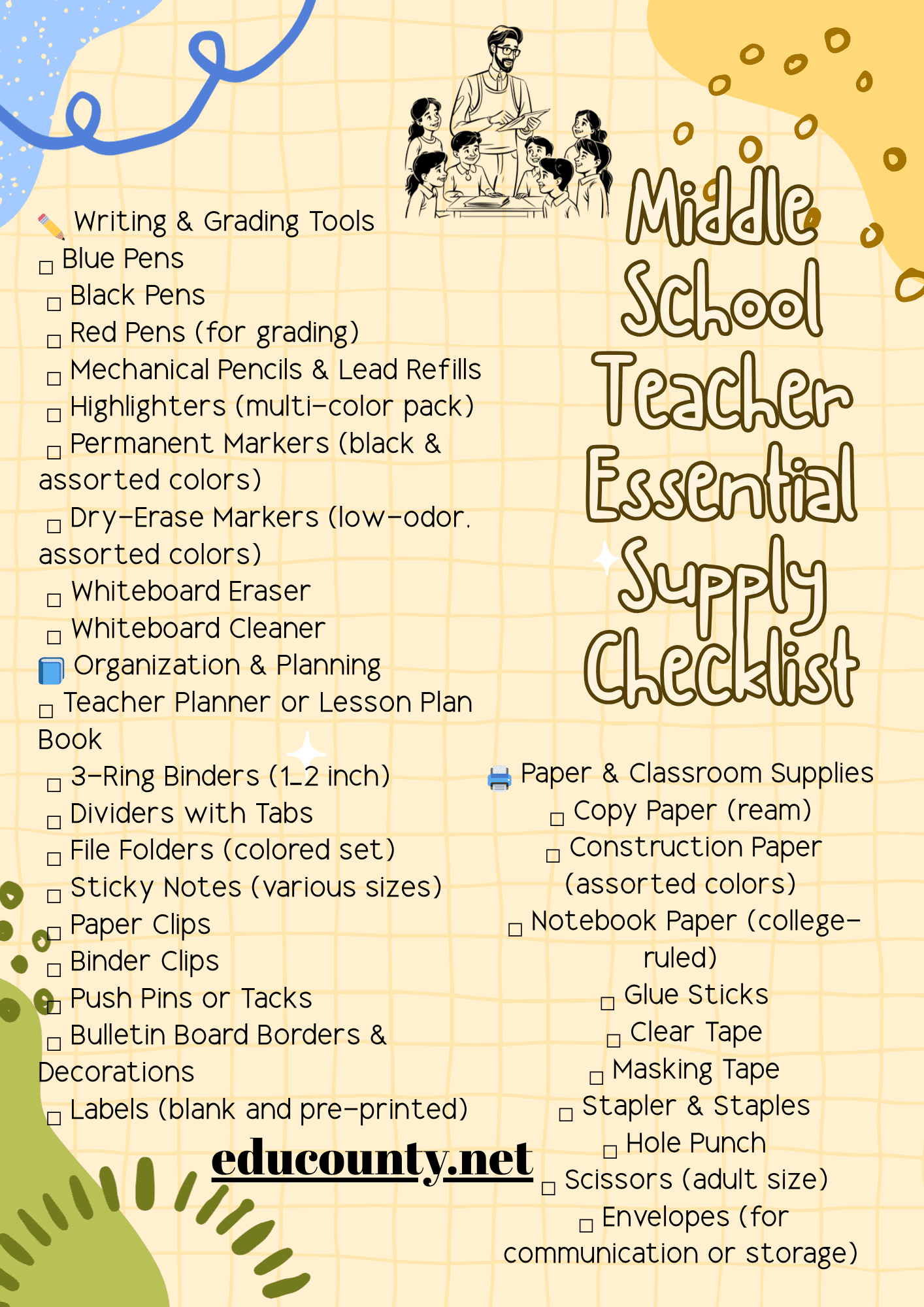 Middle School Supply List for Teachers - 20+ Classroom Essentials ...