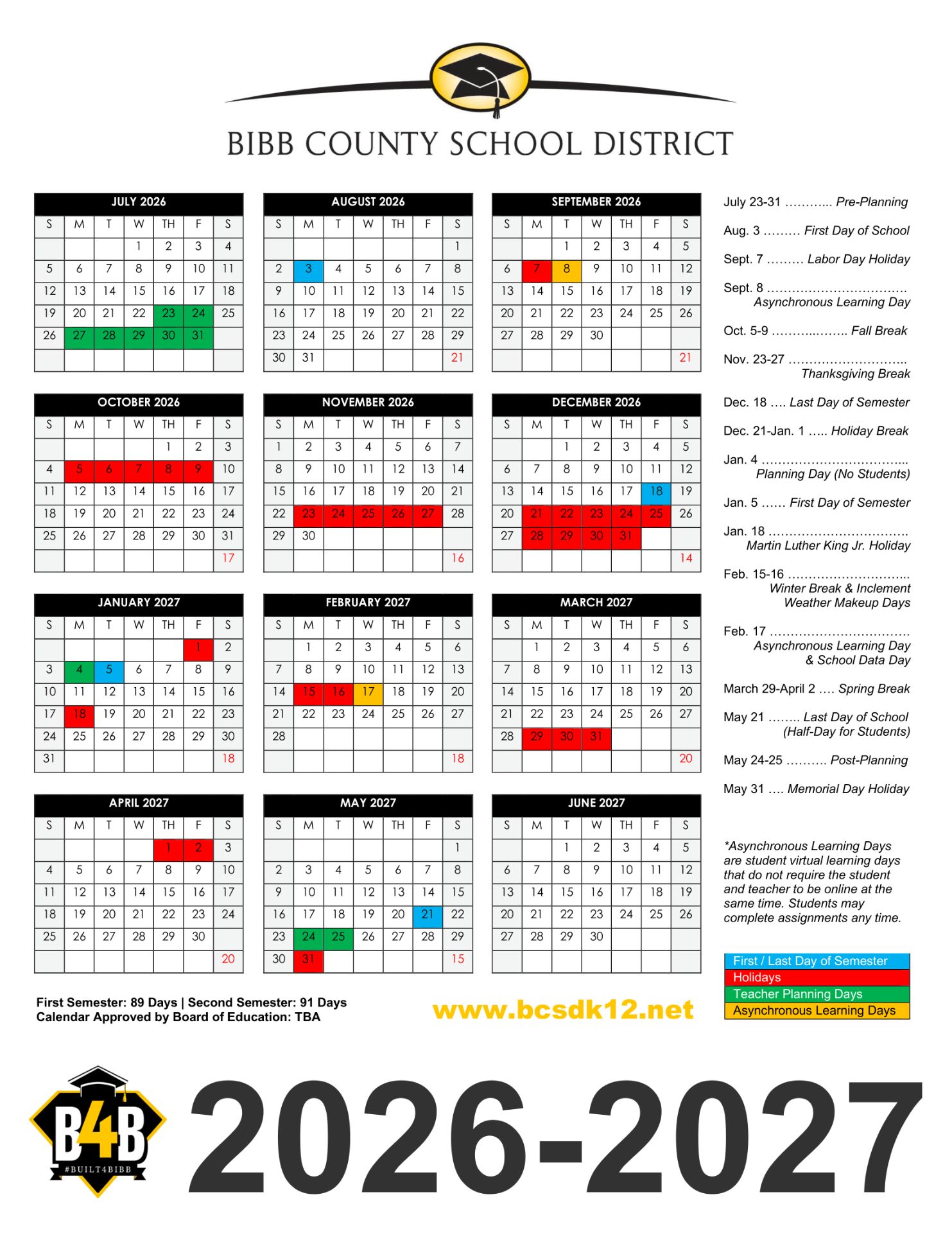 Bibb County School District GA Calendar 26-27 Calendar Revised - EduCounty