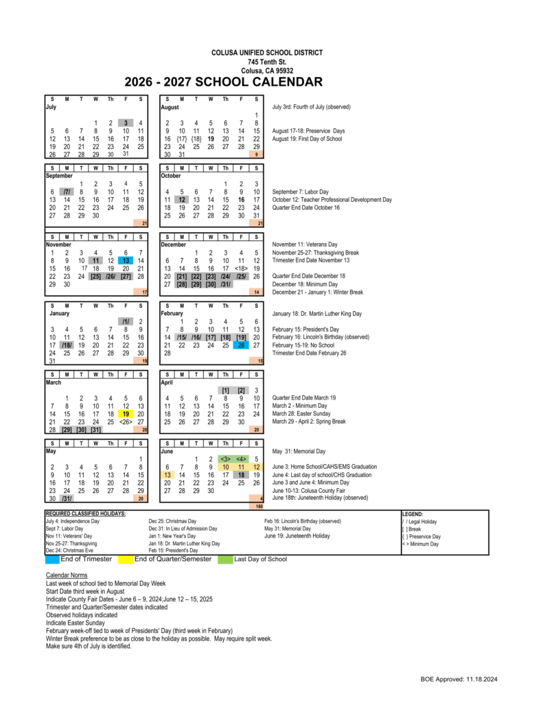 Amador County Unified School District - Calendars - EduCounty