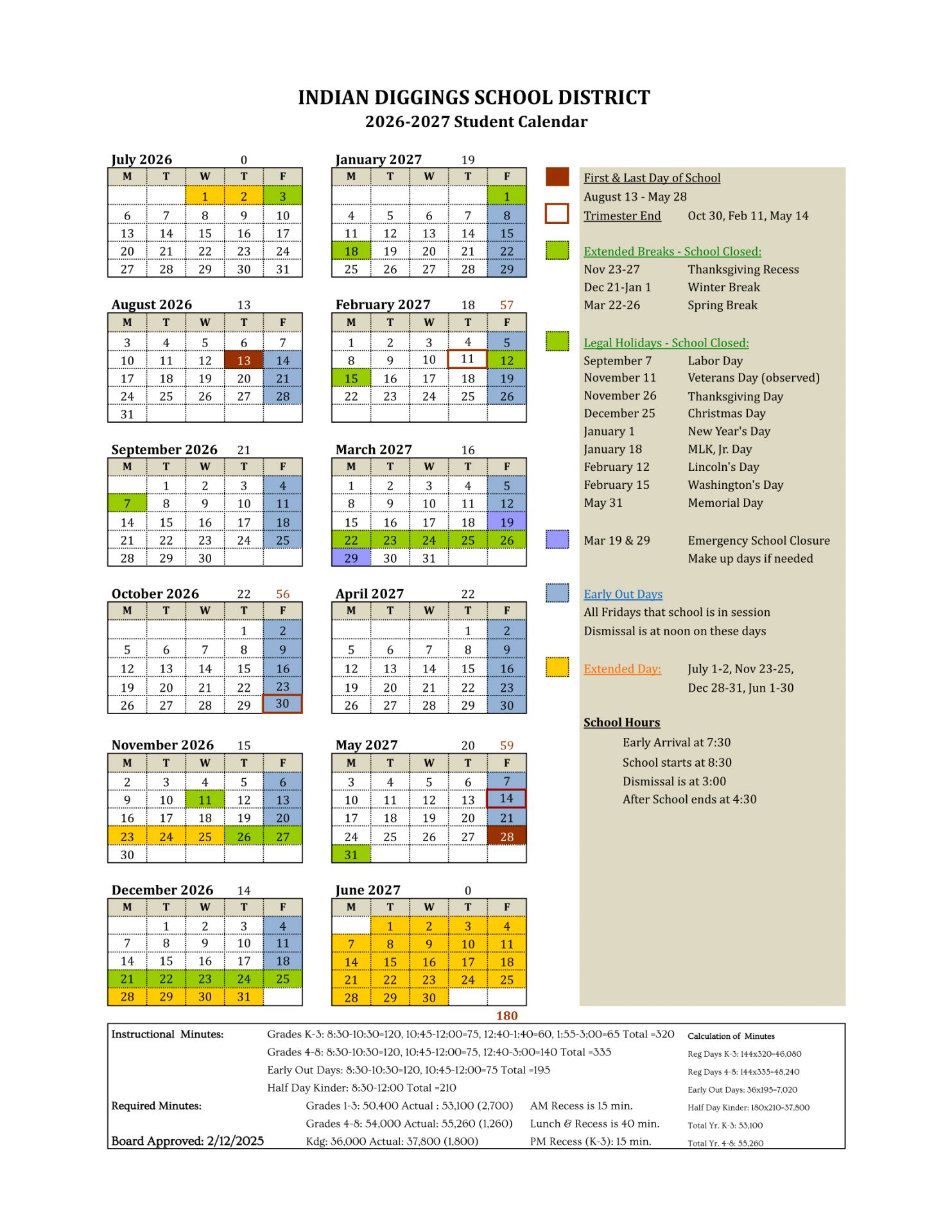 Indian Diggings School District Calendar 26-27 Revised PDF - EduCounty