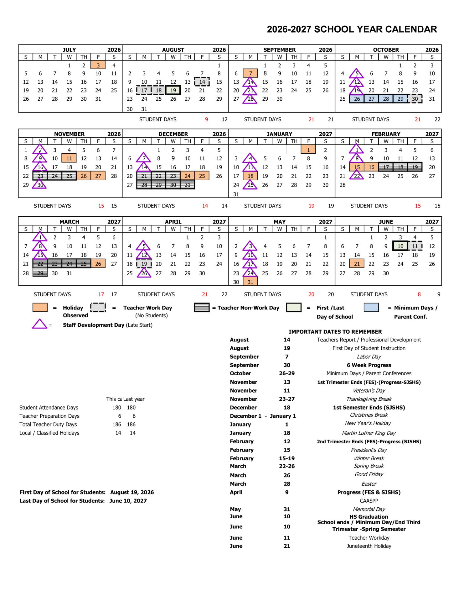 Sierra Unified School District Calendar 26-27 Revised PDF - EduCounty
