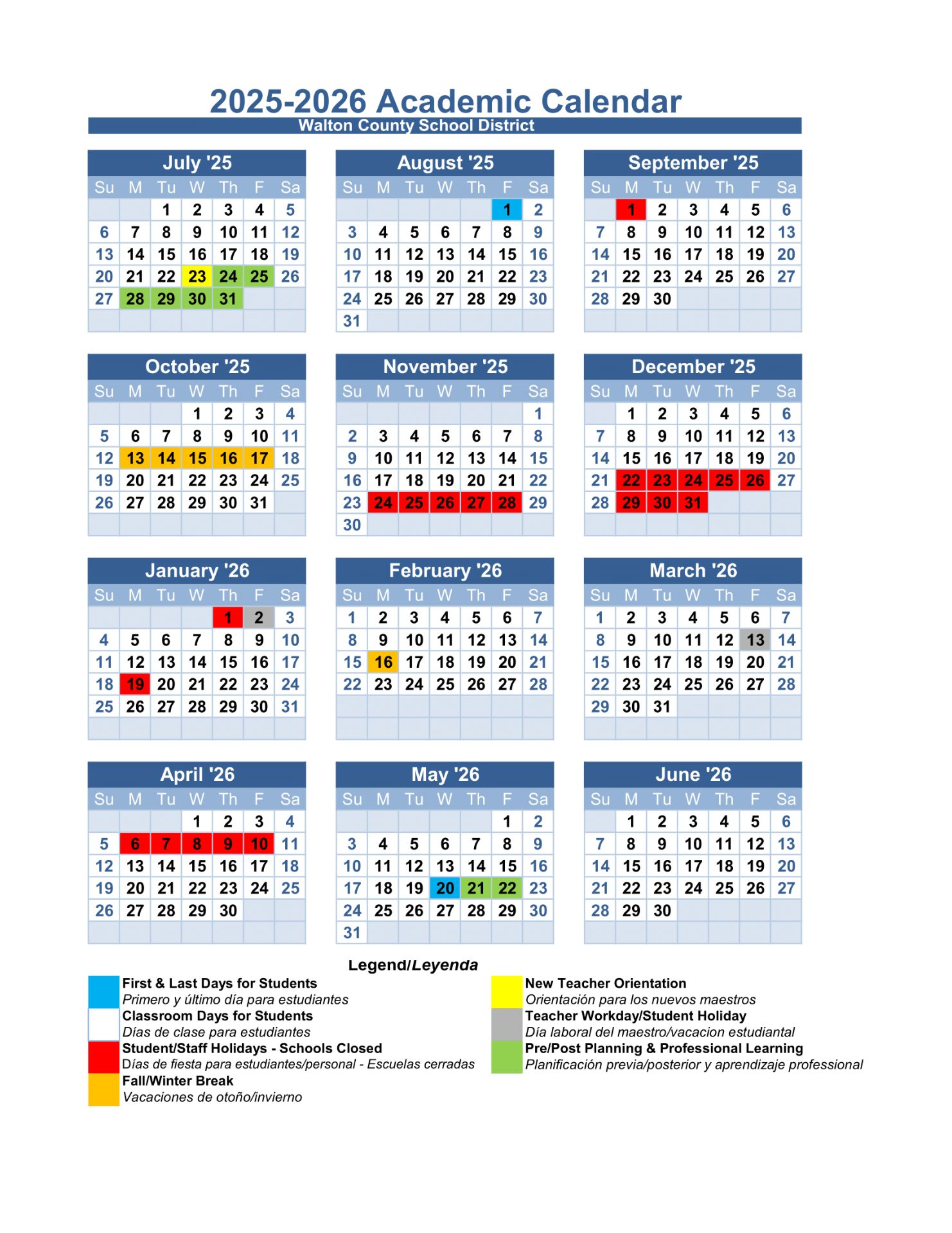 Walton County School District GA Calendar 26-27 Calendar (Revised ...