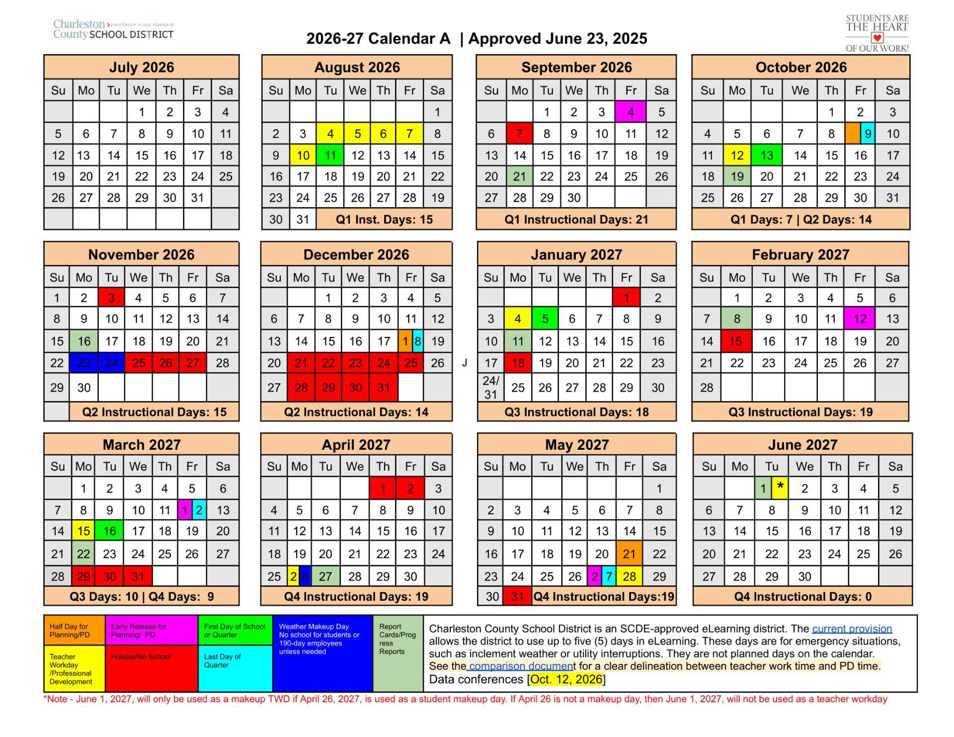 CCSD Charleston County School District Calendar 26-27 [PDF] - EduCounty