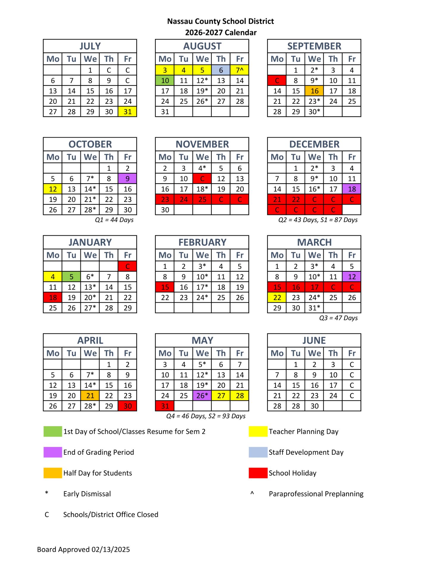 Nassau County School District Calendar 26-27 Revised (PDF) - EduCounty