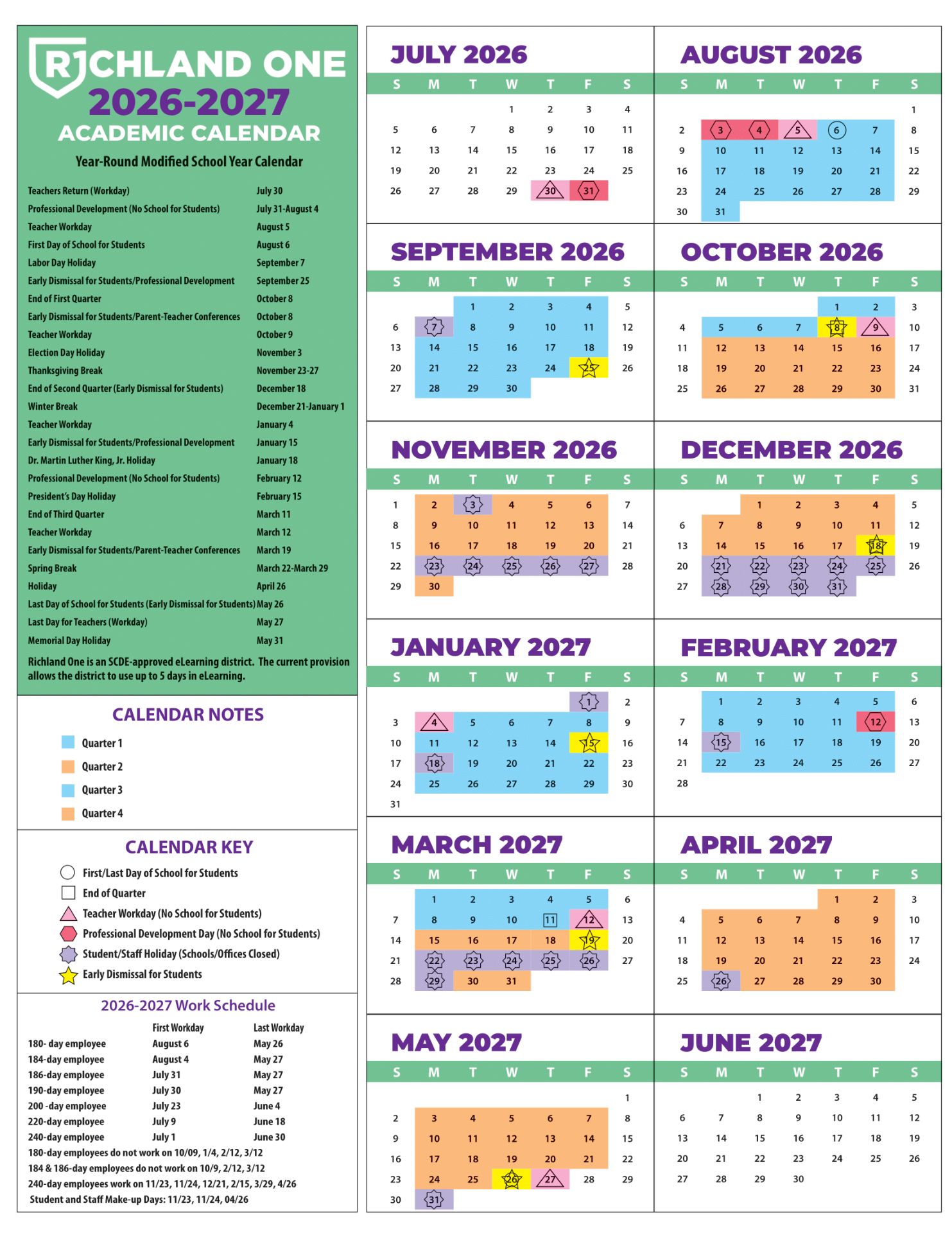 Richland One School Calendar 26-27 [pdf] - EduCounty