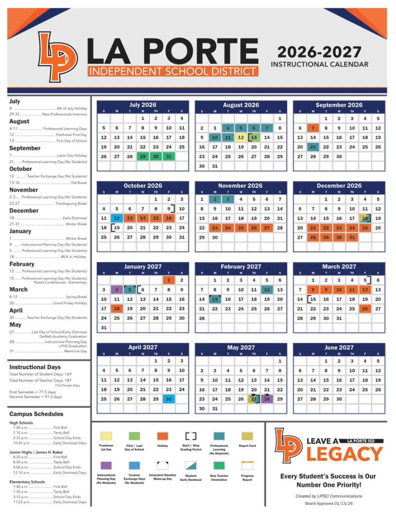 La Porte Independent School District lpisd Calendar 26-27 [PDF] - EduCounty