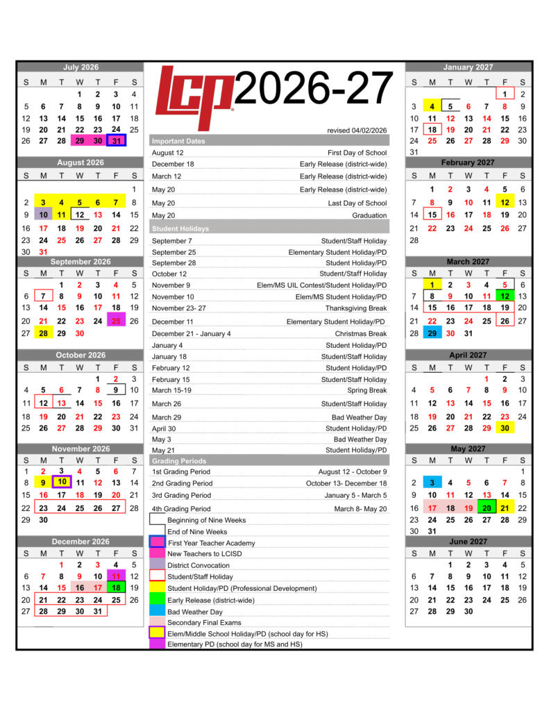 Laredo Independent School District ISD Calendar 26-27 [pdf] - EduCounty