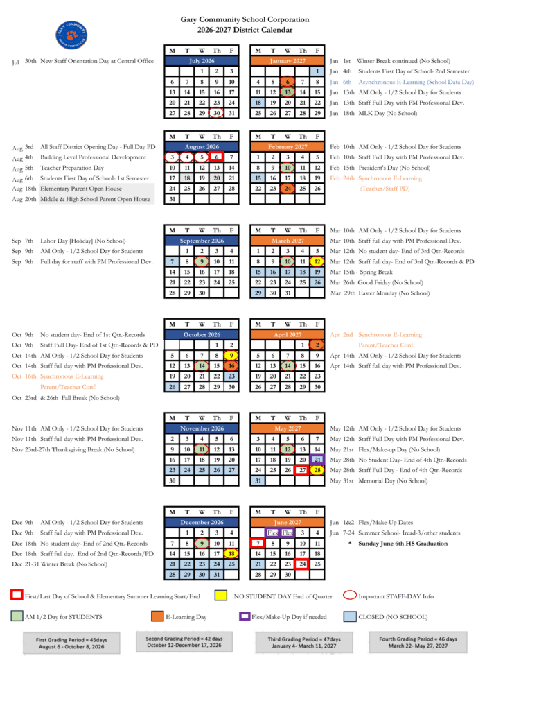 Gary Community School Corporation Calendar 26-27 Revised - EduCounty
