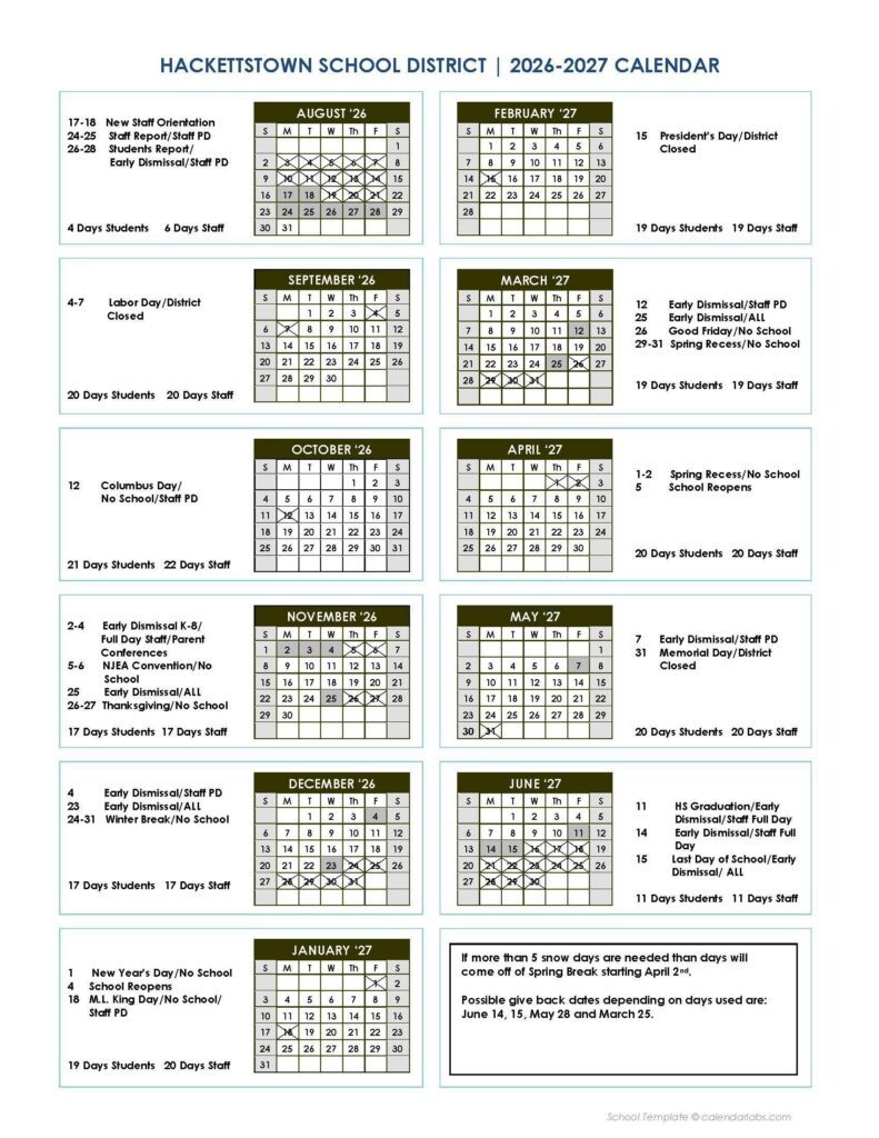 Hackettstown School District Calendar 26-27 Revised - EduCounty