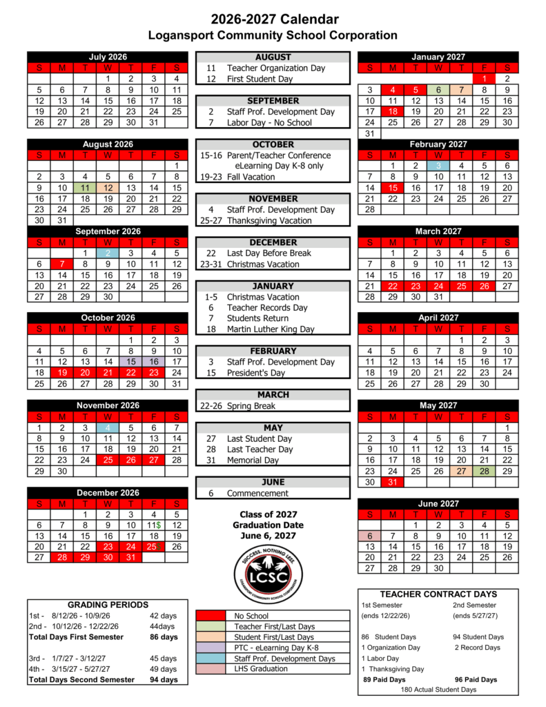 Logansport Community School Corporation Calendar 26-27 Revised - EduCounty