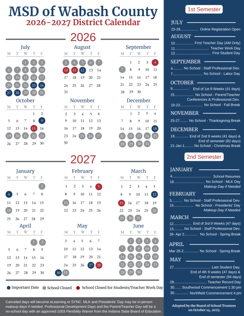 MSD of Wabash County Calendar 26-27 Revised - EduCounty