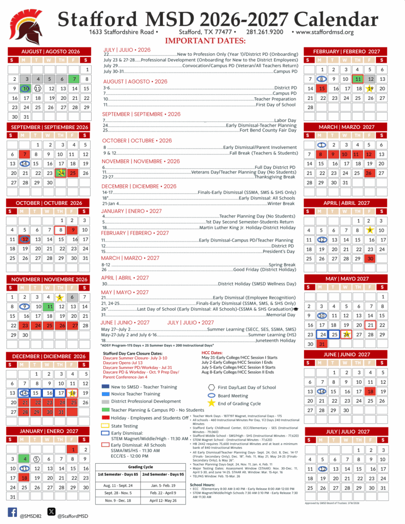 Stafford MSD Calendar 26-27 Revised PDF - EduCounty