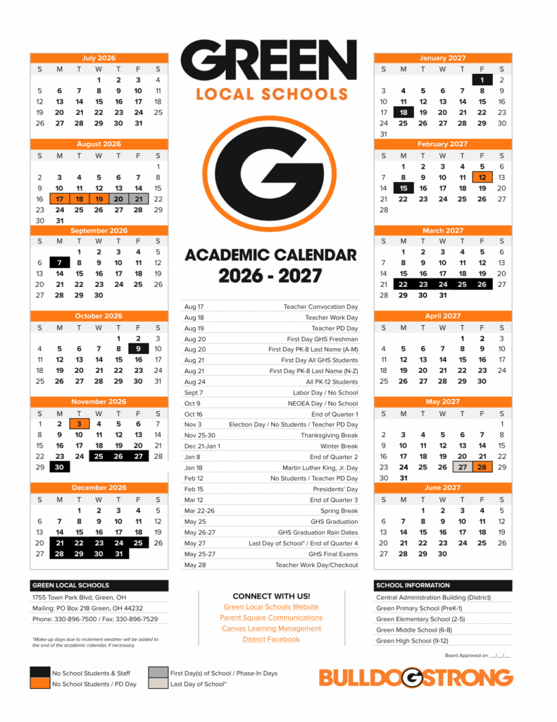 Green Local Schools Calendar 26-27 Revised - EduCounty