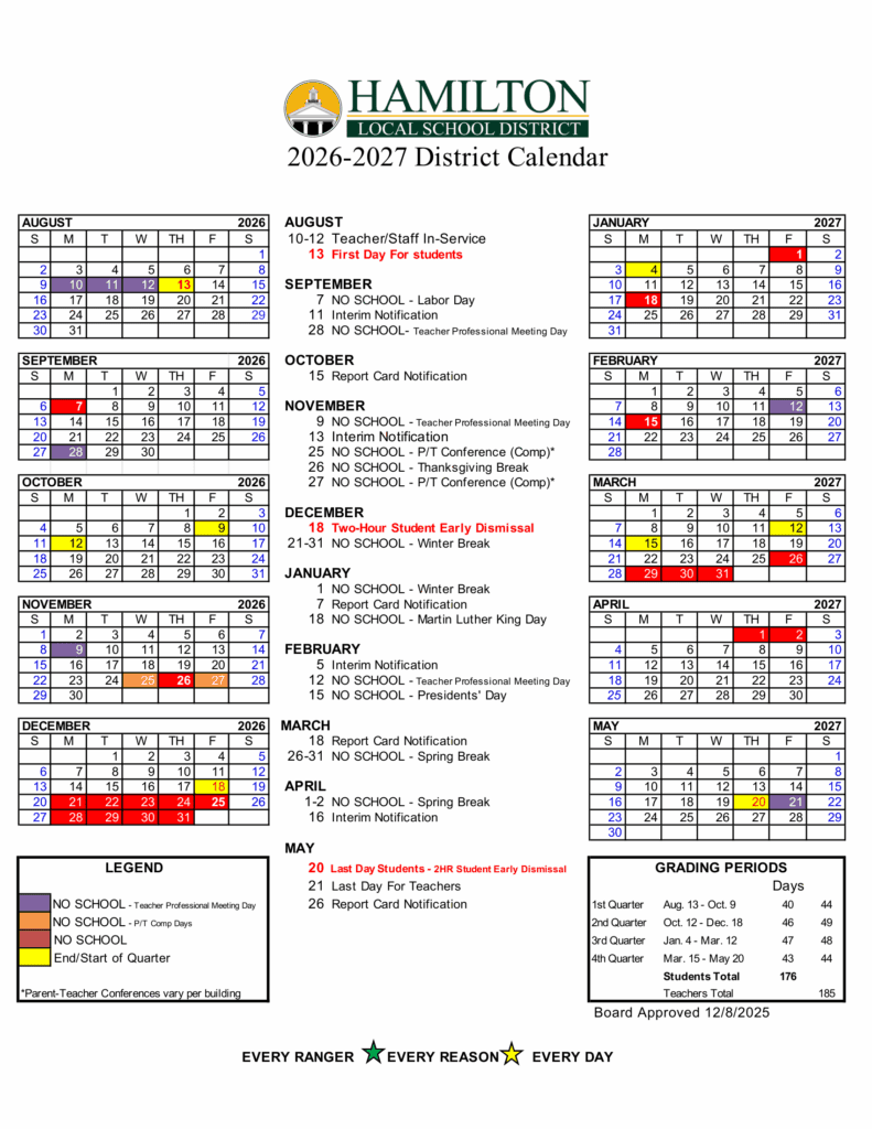 Hamilton Local School District Calendar 26-27 Revised - EduCounty
