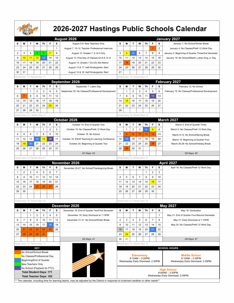 Hastings Public Schools Calendar 26-27 Revised - EduCounty