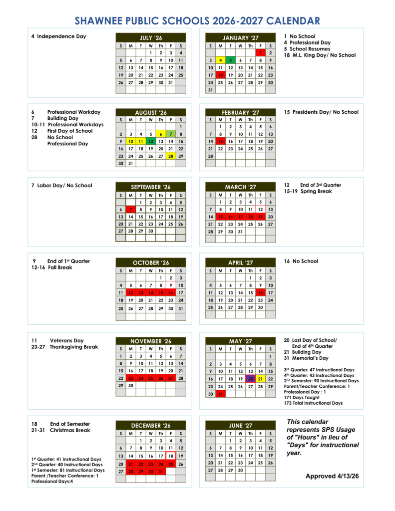 Shawnee Public Schools Calendar 26-27 Rev 2 - EduCounty