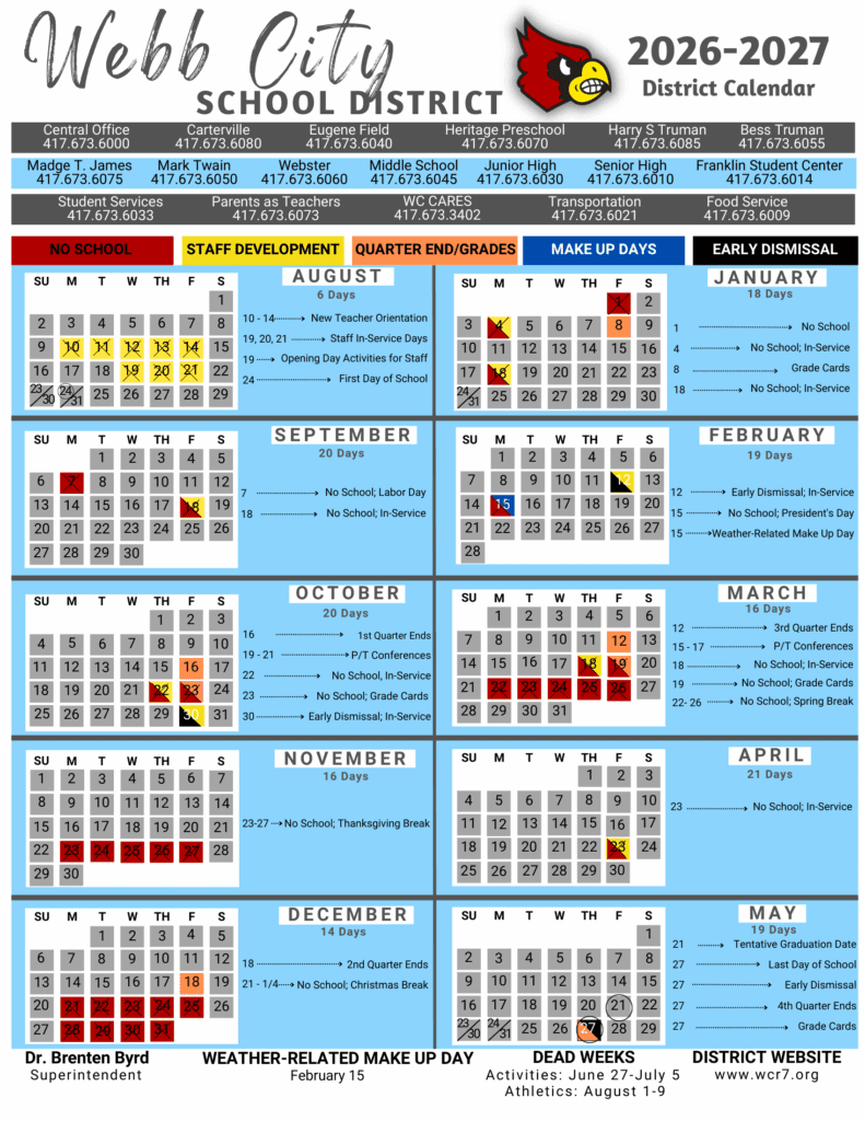 Webb City School District Calendar 26-27 Revised - EduCounty